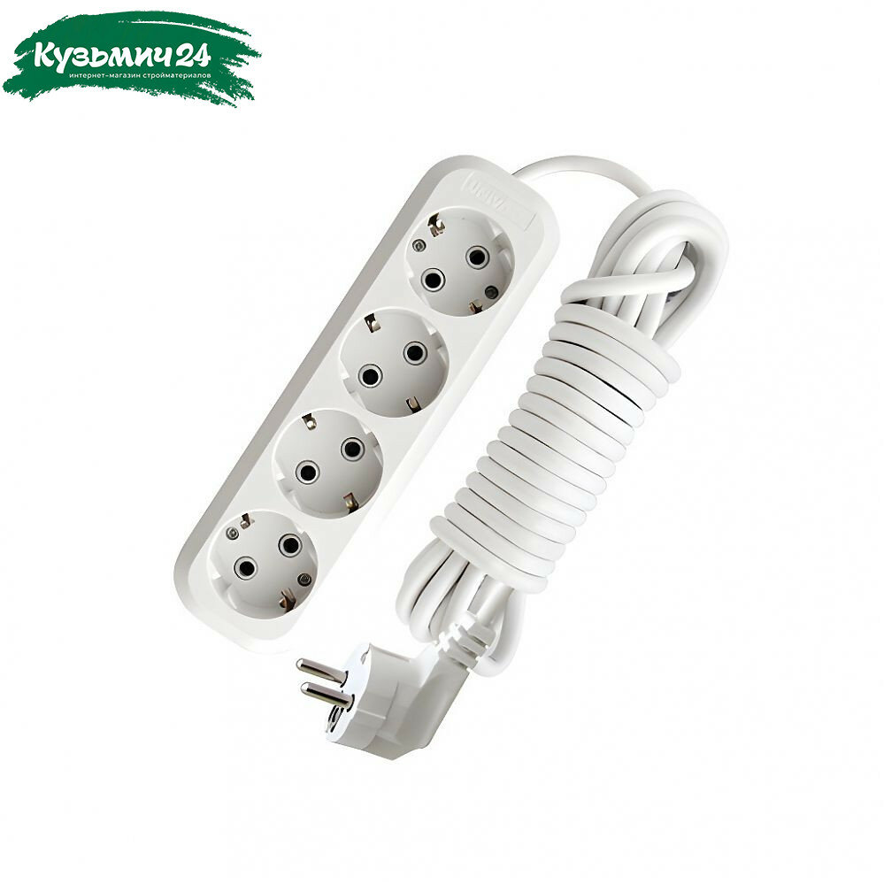 Удлинитель Universal Е-304, ПВС, с заземлением, 4 розетки, 7 м, 2.2 кВт, 1 шт.