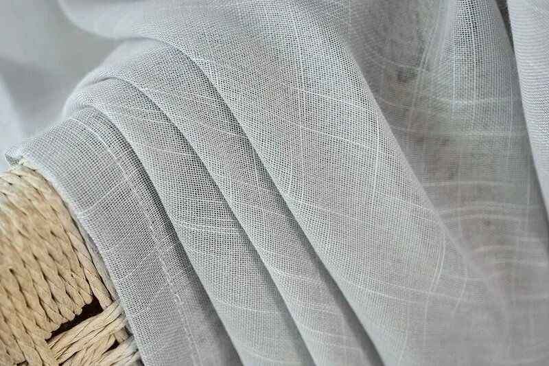 HANLU Светло-серые льняные шторы 3. Grommet top(rings), Unprocessed sample