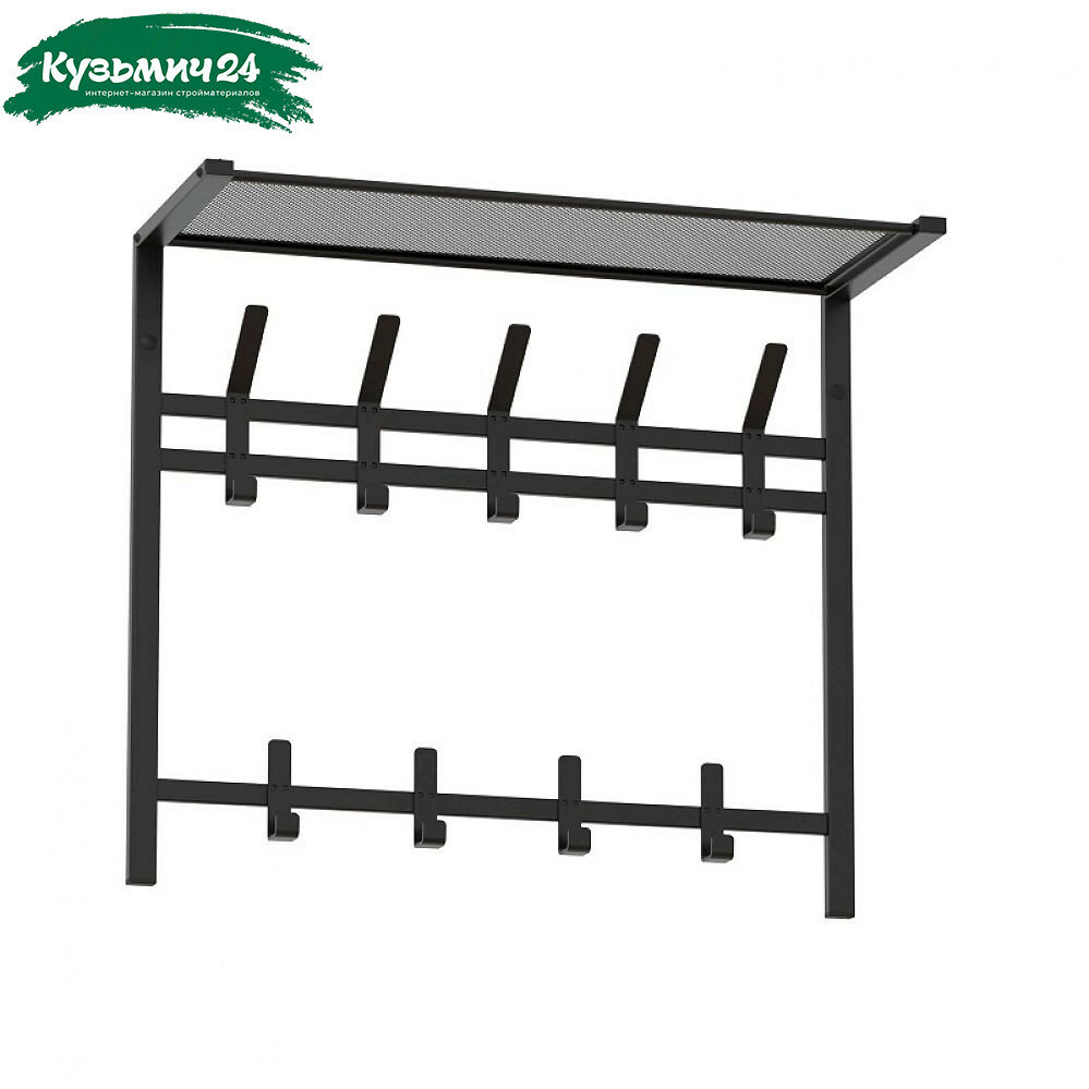 Вешалка настенная с полкой ЗМИ Торонто 22, 9 крючков, 67 x 27 x 58,5 см, черный ВСПТ22Ч