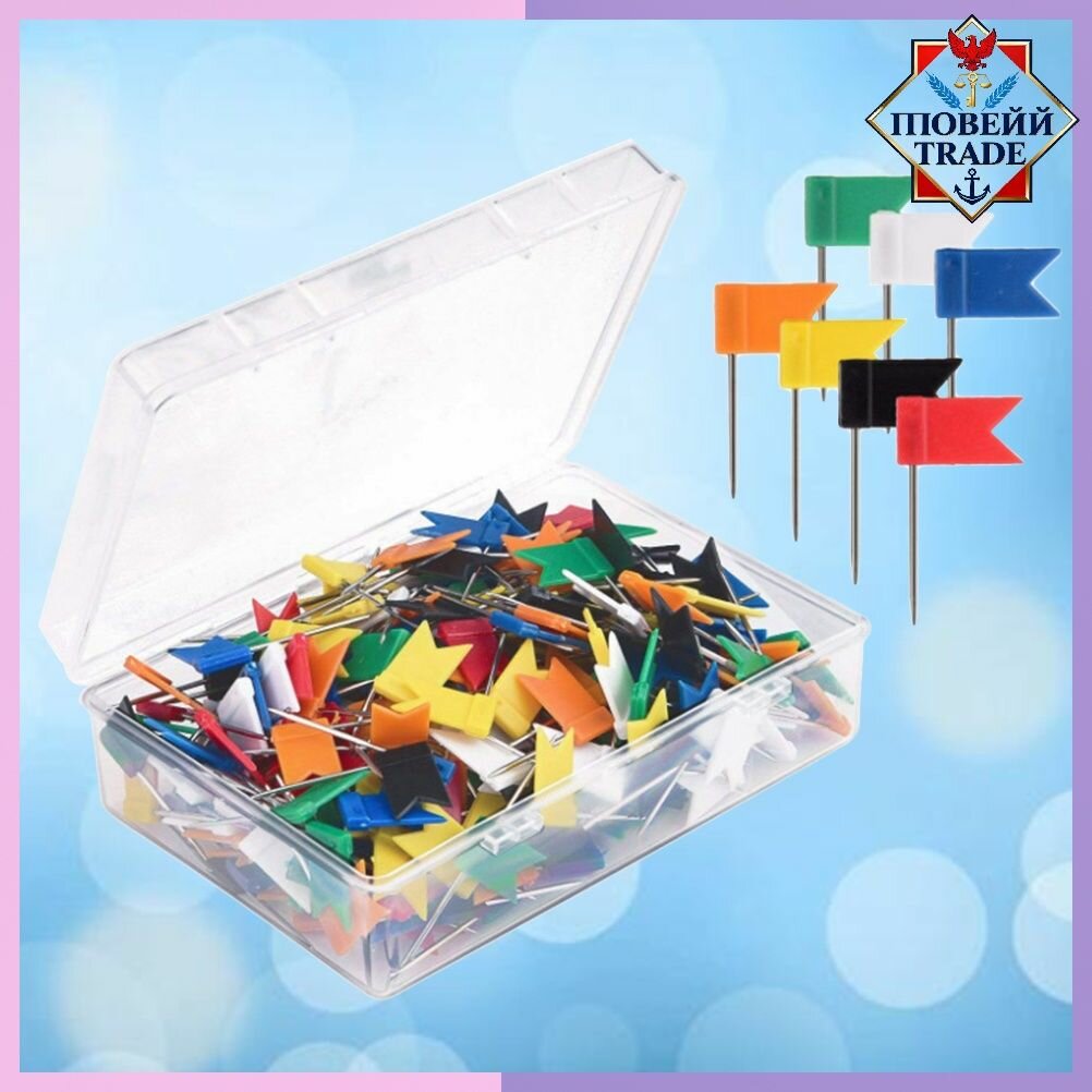 Набор Из 100 Флажков С Металлическими Подставками Для Отметок На Географических Картах И Плакатах