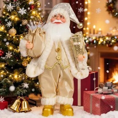 Фигурка новогодняя, Дед мороз, Золотой, высота 30см, длина 8 см