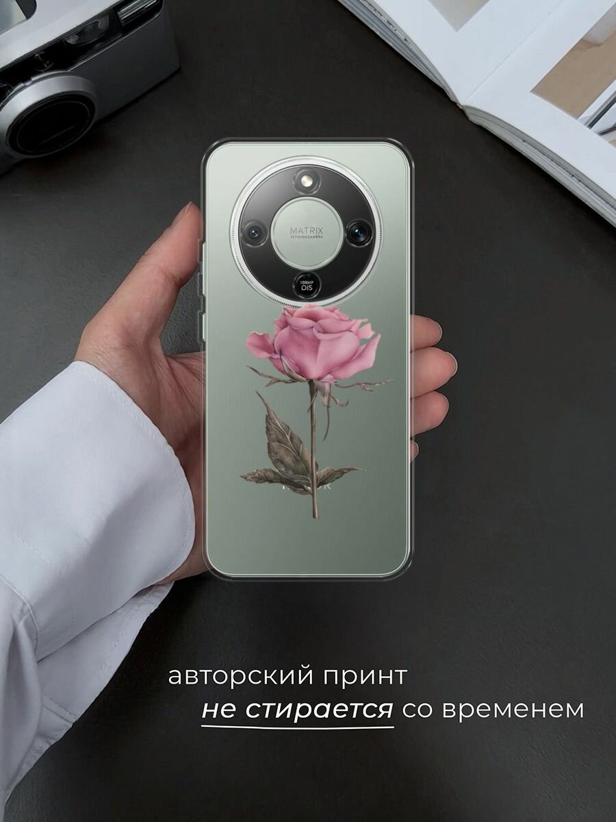 Чехол на Honor X9d / Хонор X9d с принтом "Меланхоличная роза", прозрачный — фото 1