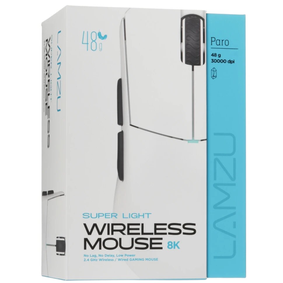 Мышь беспроводная/проводная LAMZU Paro Aurora, PixArt 3950, 30000 dpi, белый