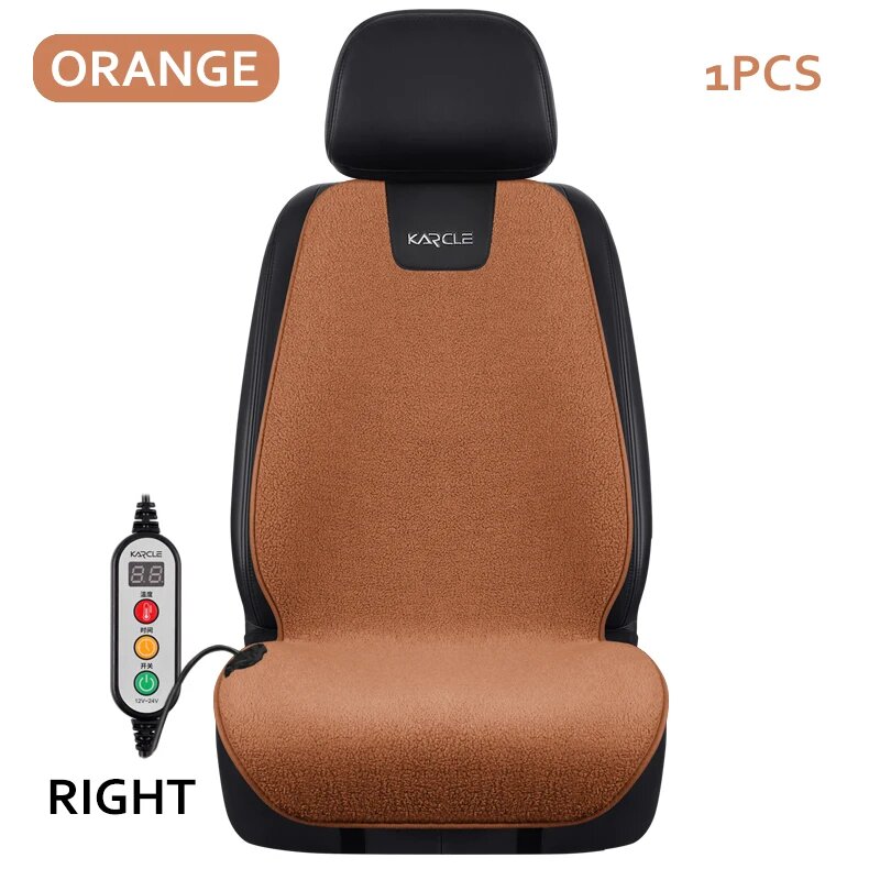 Чехол на автомобильное сиденье с подогревом, флисовый графеновый быстрый обогреватель автомобильного сиденья 12/24 В, теплая плюшевая защита для сиденья, автомобильный подогревательный коврик, зимняя подушка для сиденья 1PCS Orange Right