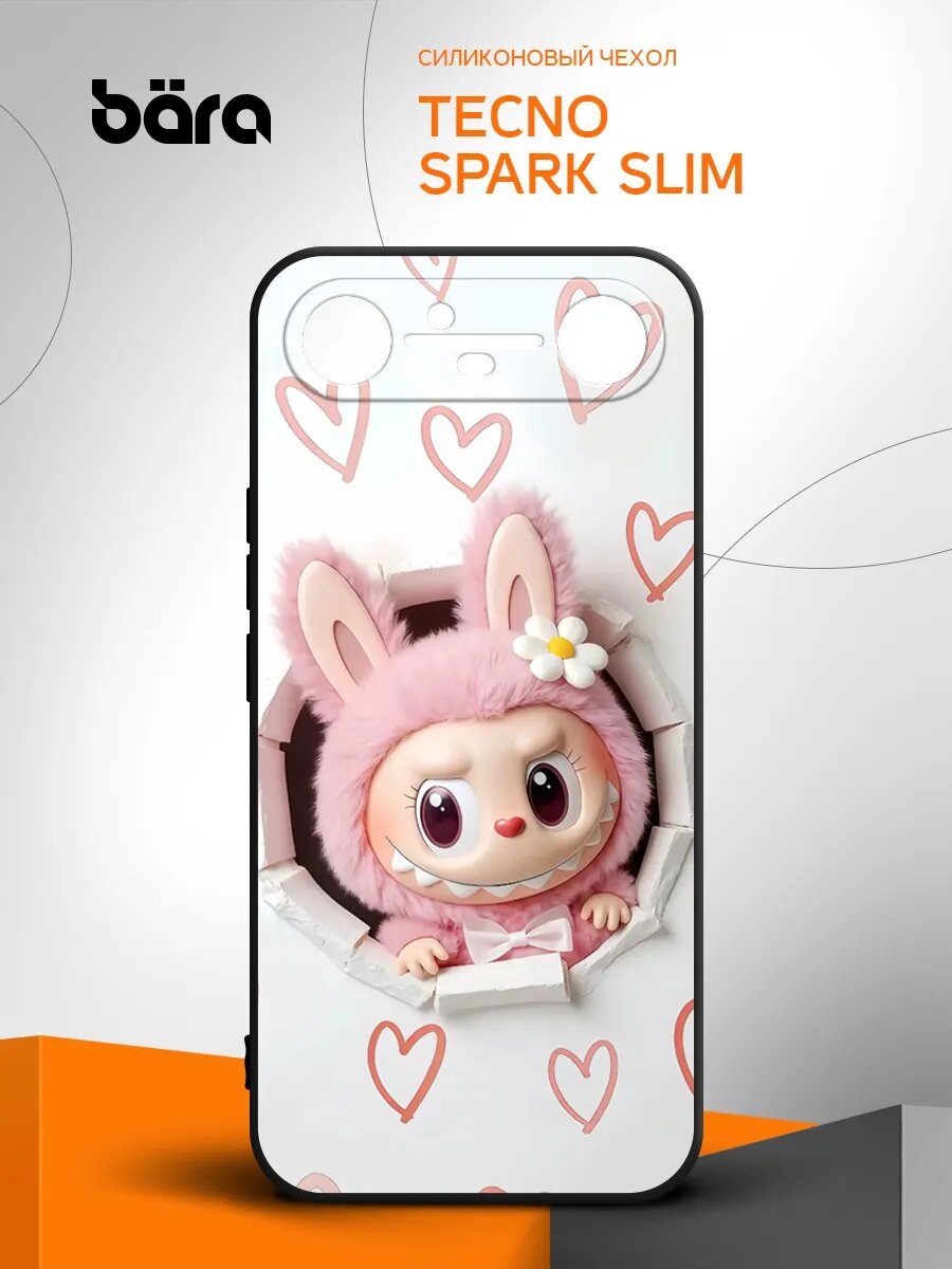 Чехол на Tecno SPARK Slim/ Техно Спарк Слим накладка, защитный, матовый, черный, с рисунком