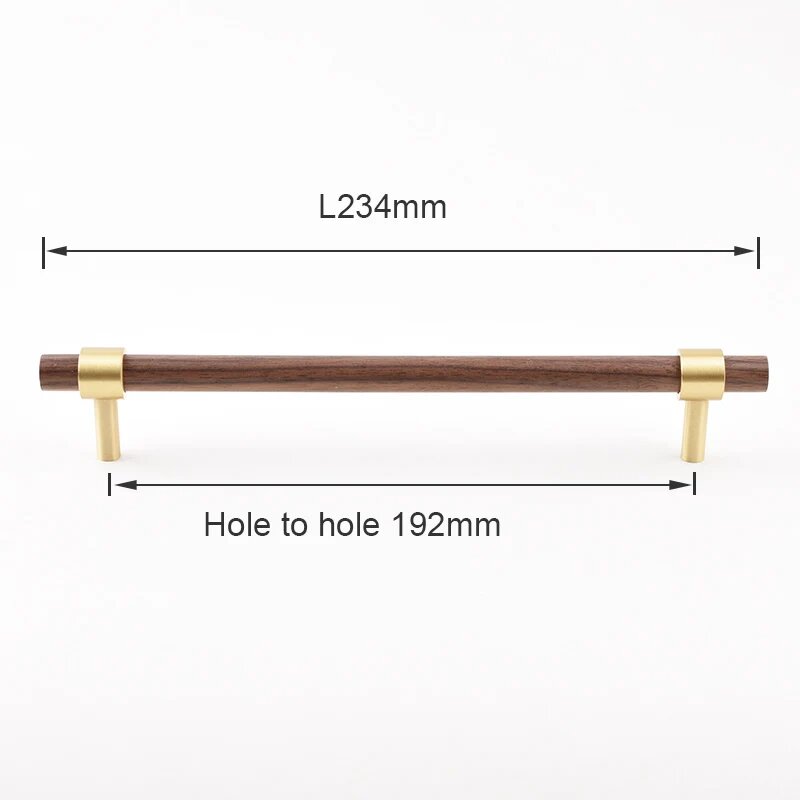 Ручка для шкафа бук черный орех, латунь, 192mm