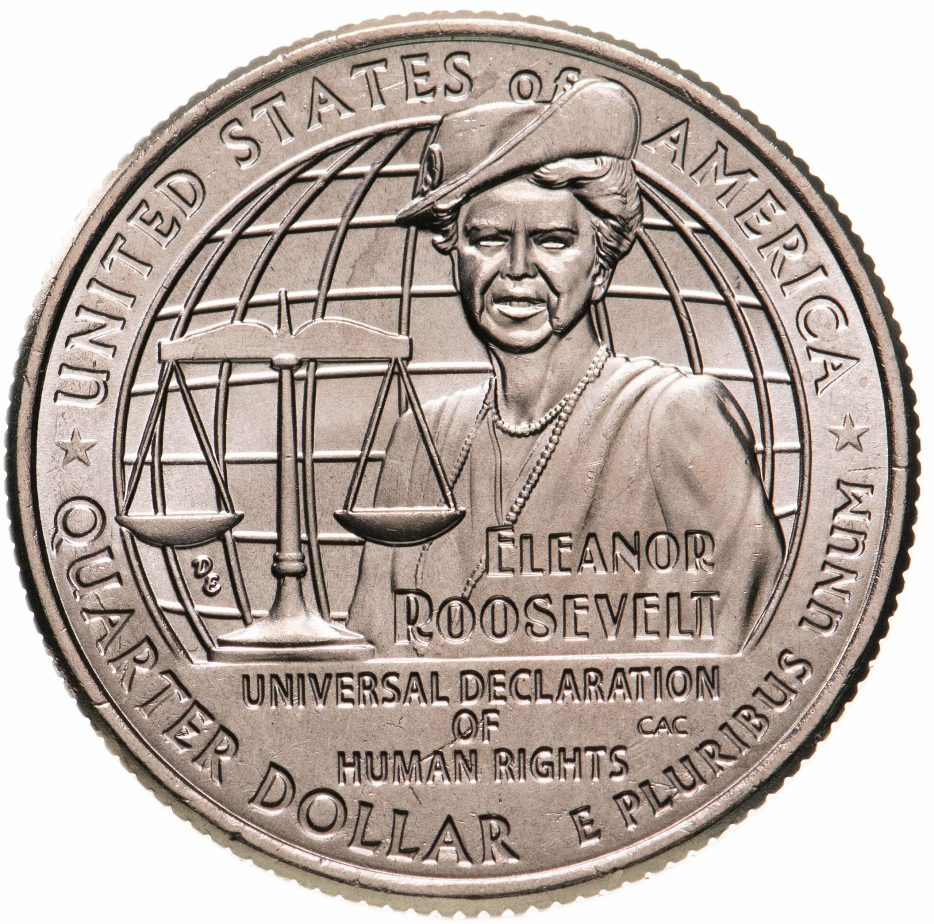 США 1/4 доллара 25 центов, квотер 2023 P Американские женщина - общественная деятельница Элеонора Рузвельт 8-я, Мельхиор медь-никель, в сохранности UNC