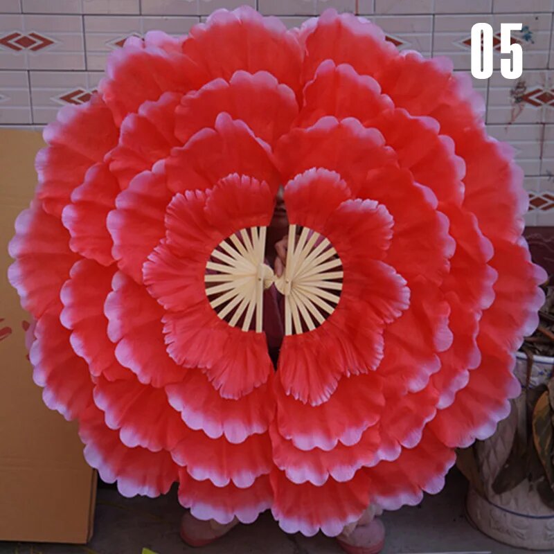 Складной танцeвальный веер двусторонний пион Розовый, 05 Just one, For left hand