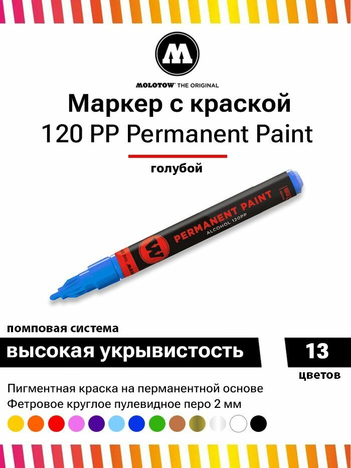 Маркер-краска Molotow Permanent Paint 120PP 120162 голубой 2 мм
