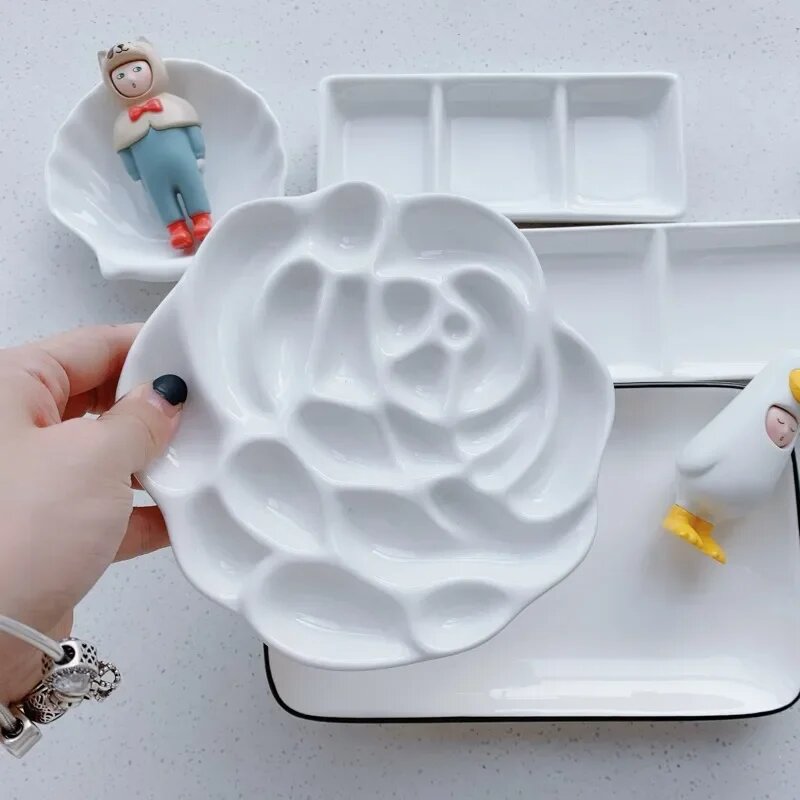 Керамическая палитра для акварели "Белая волна" Rose palette