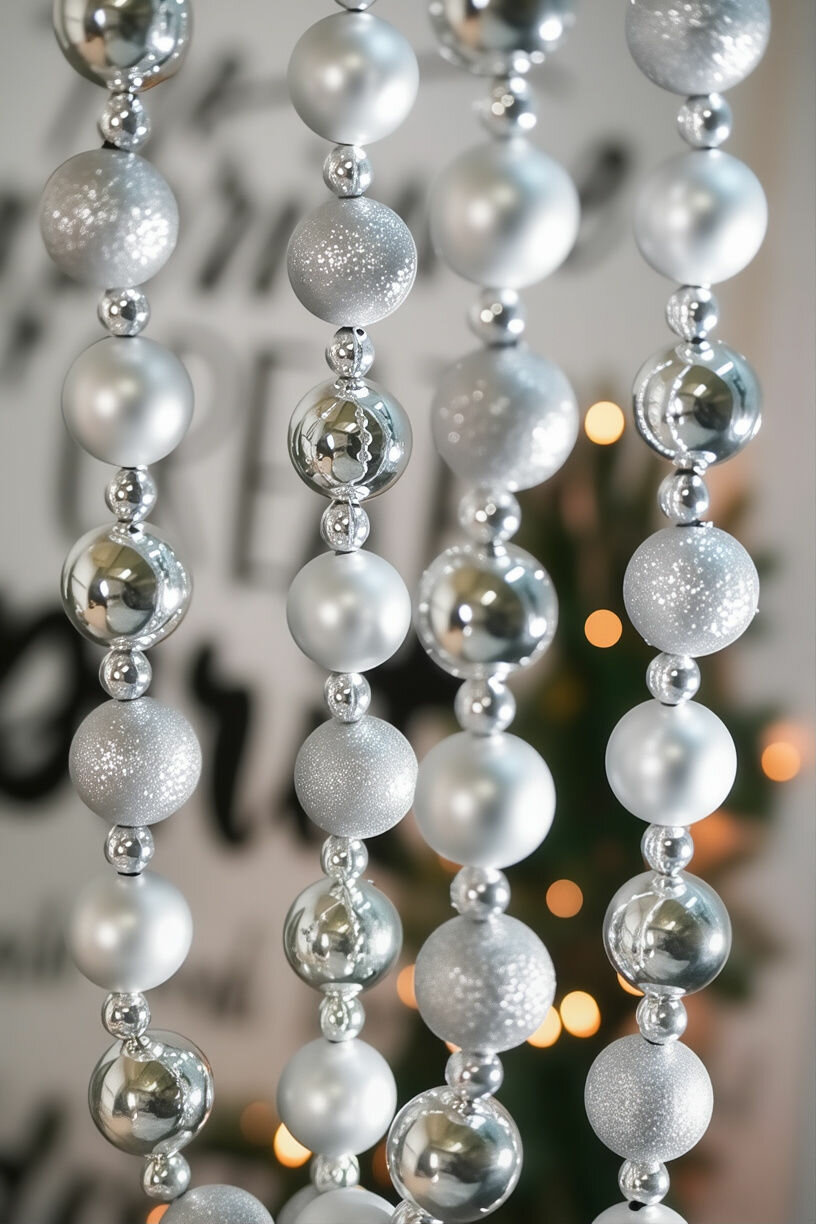 Бусы на ёлку новогоднее ожерелье, пластик, серебряный, 2-4 см, 208 см, Winter Deco 3081135