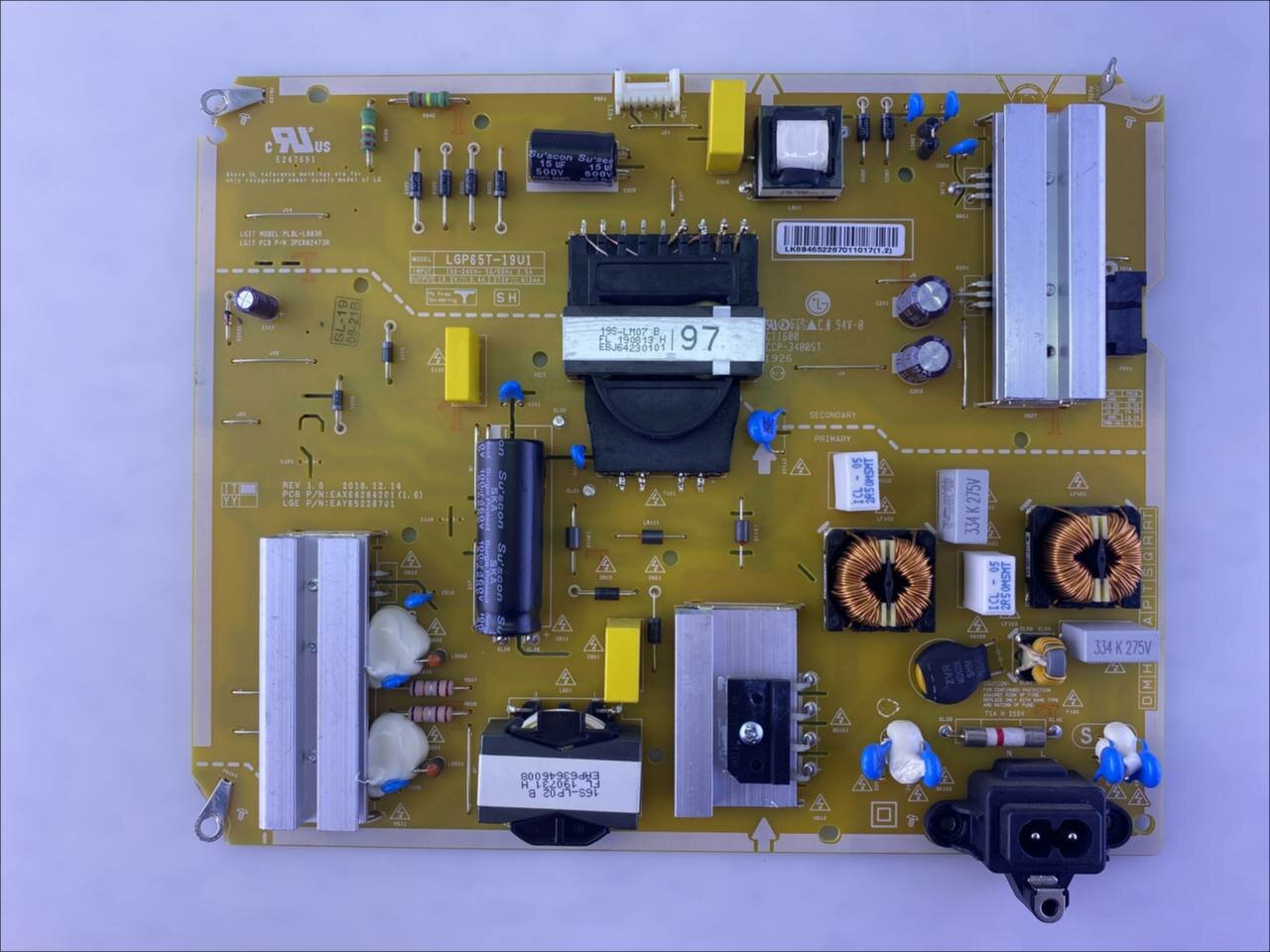 Блок питания PSU: EAX68284201(1.6) EAY65228701 REV1.0 LGP65T-19U1 для телевизора LG 65UM7450PLA 65UM7610PLB