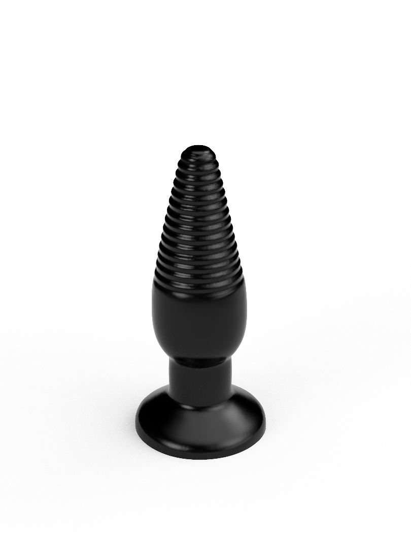 Анальная втулка LoveToy с ребристой поверхностью , ПВХ, унисекс,- 14 см, черный