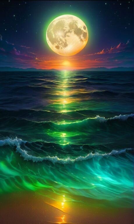 Алмазная мозаика "Лунная дорожка. Символ энергии и удачи". На подрамнике, 5D, 40x50 см