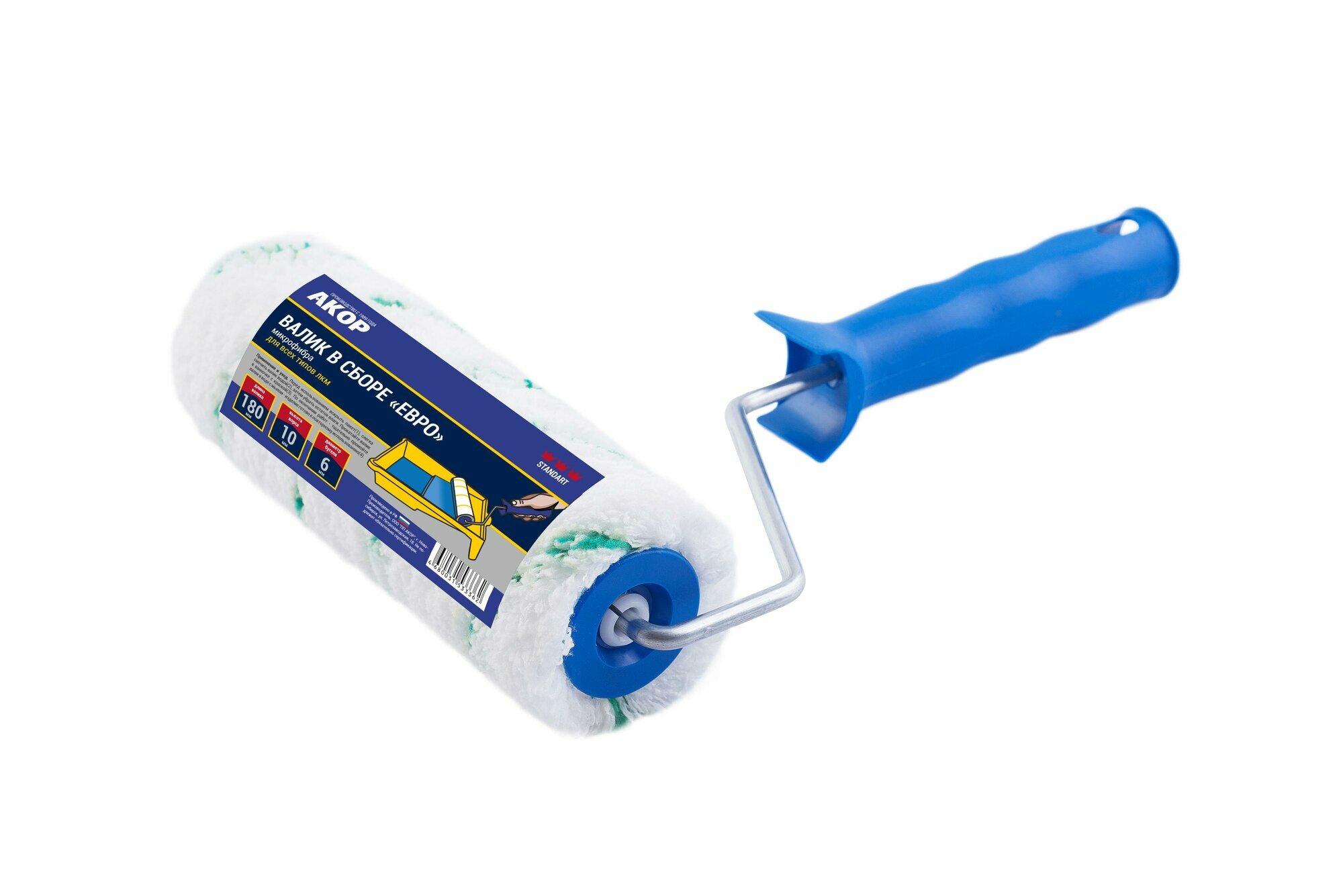 Валик меховой евро Д-6ММ ПЛ РУЧ ворс 10ММ (микрофибра П/Э) ВМ-240 333081 акор