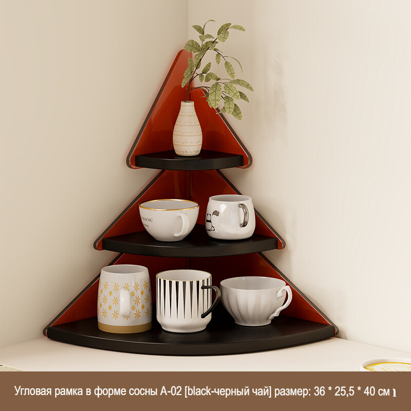 Угловая полка-органайзер в форме елки/медвежонка/кошки для кружек и косметики (Акрил+Дерево)