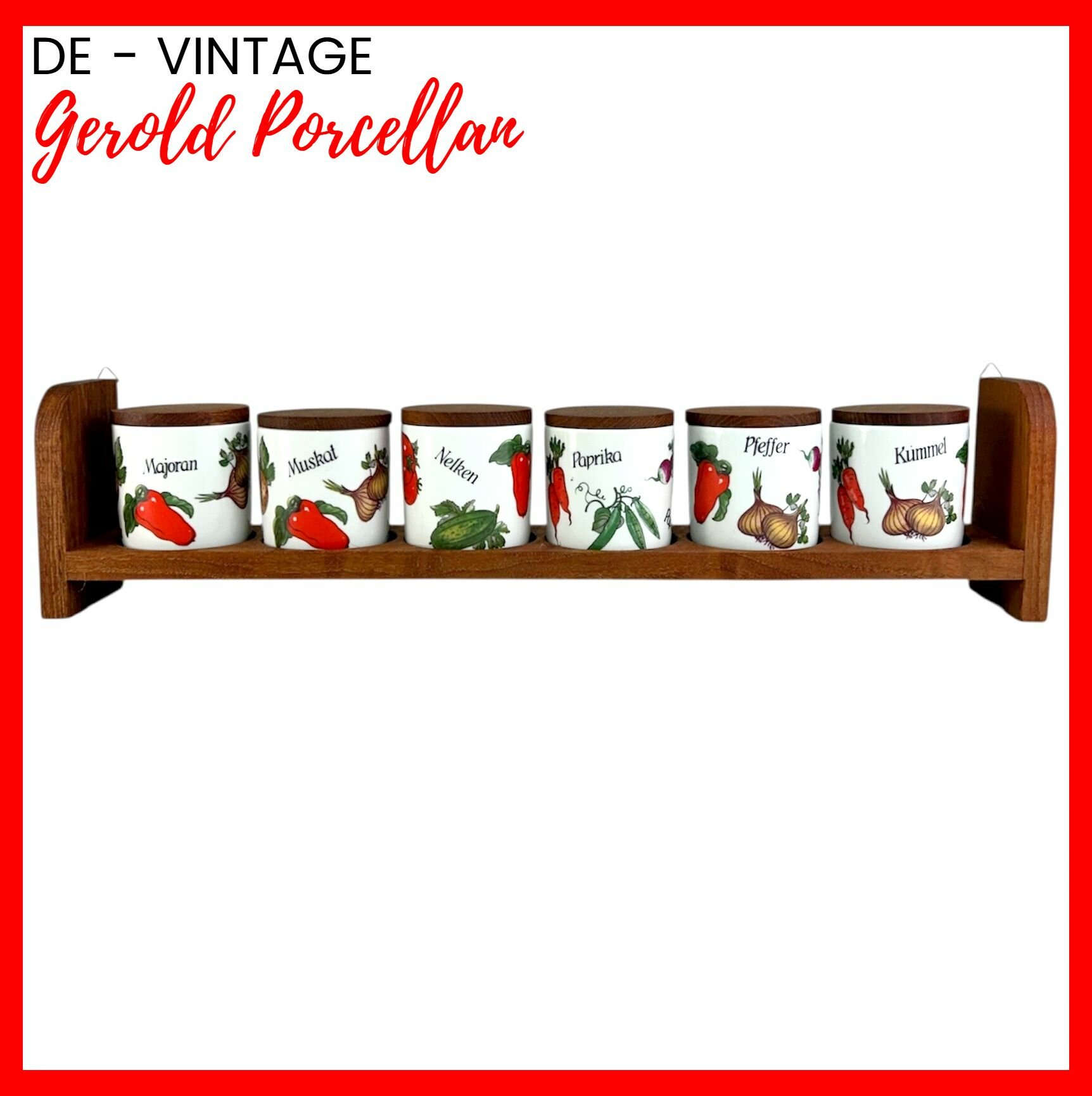 Баночки для специй Gerold Porcellan на подставке, винтаж. Германия