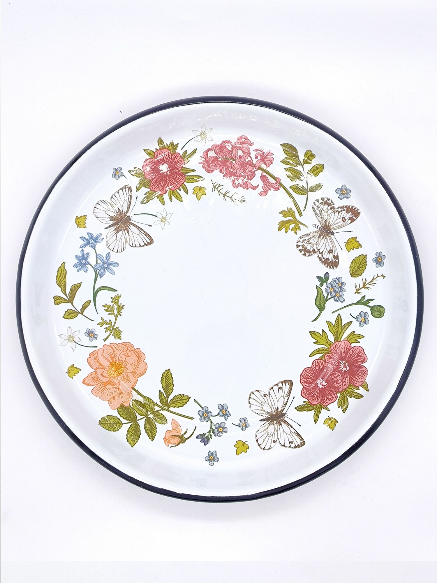 Тарелка эмалированная Эмалика "Цветочная нежность" 22 см