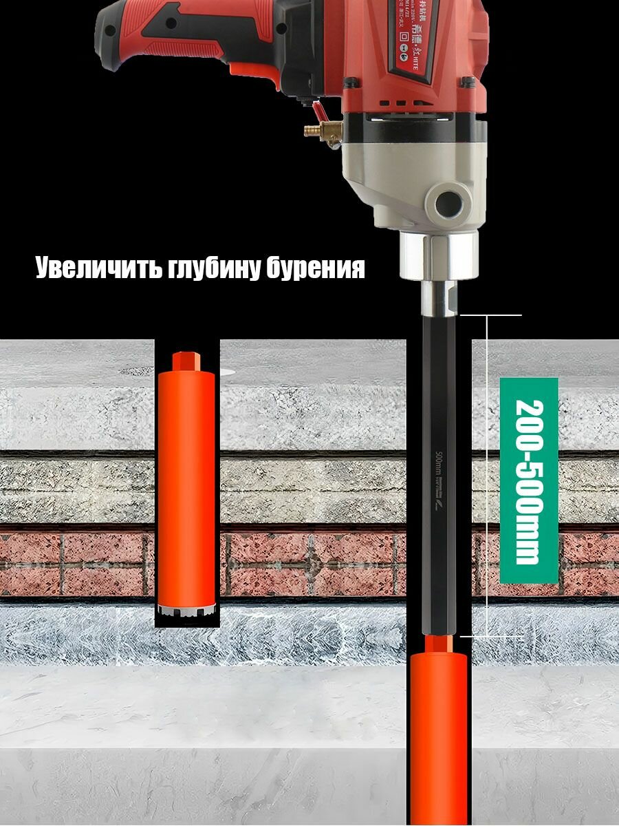 Удлинитель для алмазных коронок по бетону 1 1/4" длина 200 мм алюминиевый