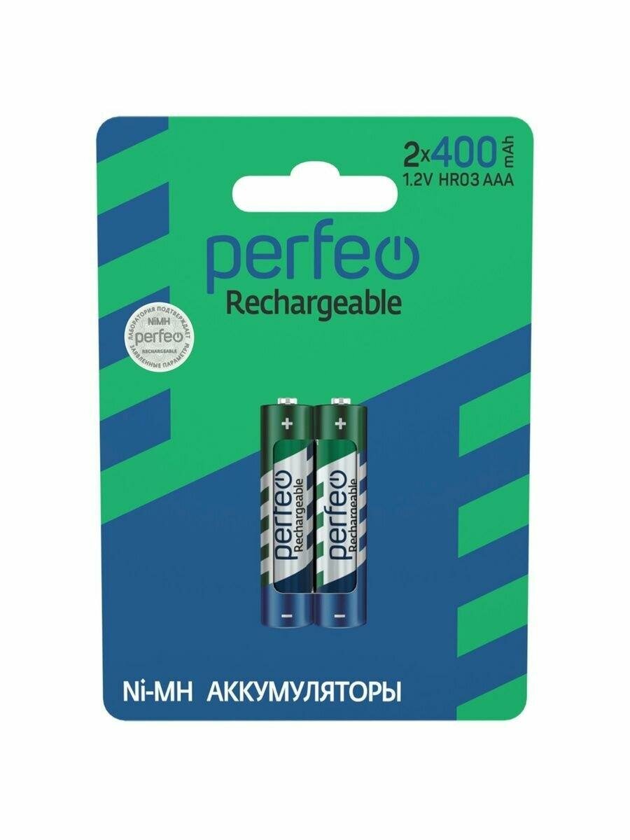 Аккумулятор Perfeo AAA 400mAh Ni-Mh 1.2v BL2 PFAAA400/2BL, 2шт.