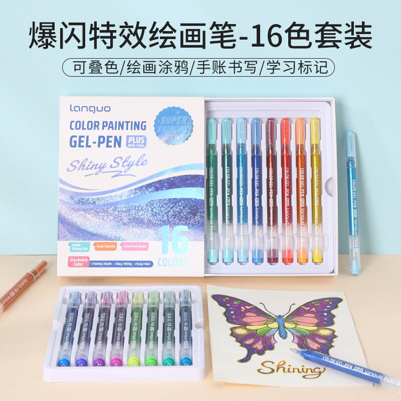 Набор подарочных ручек с мигающим синим фруктом, высокая эстетика, складные цветные ручки 1.0 мм, большой объем, маркер для рисования