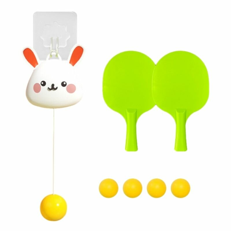 Настольный теннисный тренажер для дома, подвесной, интерактивная игра для родителей и детей, белый кролик