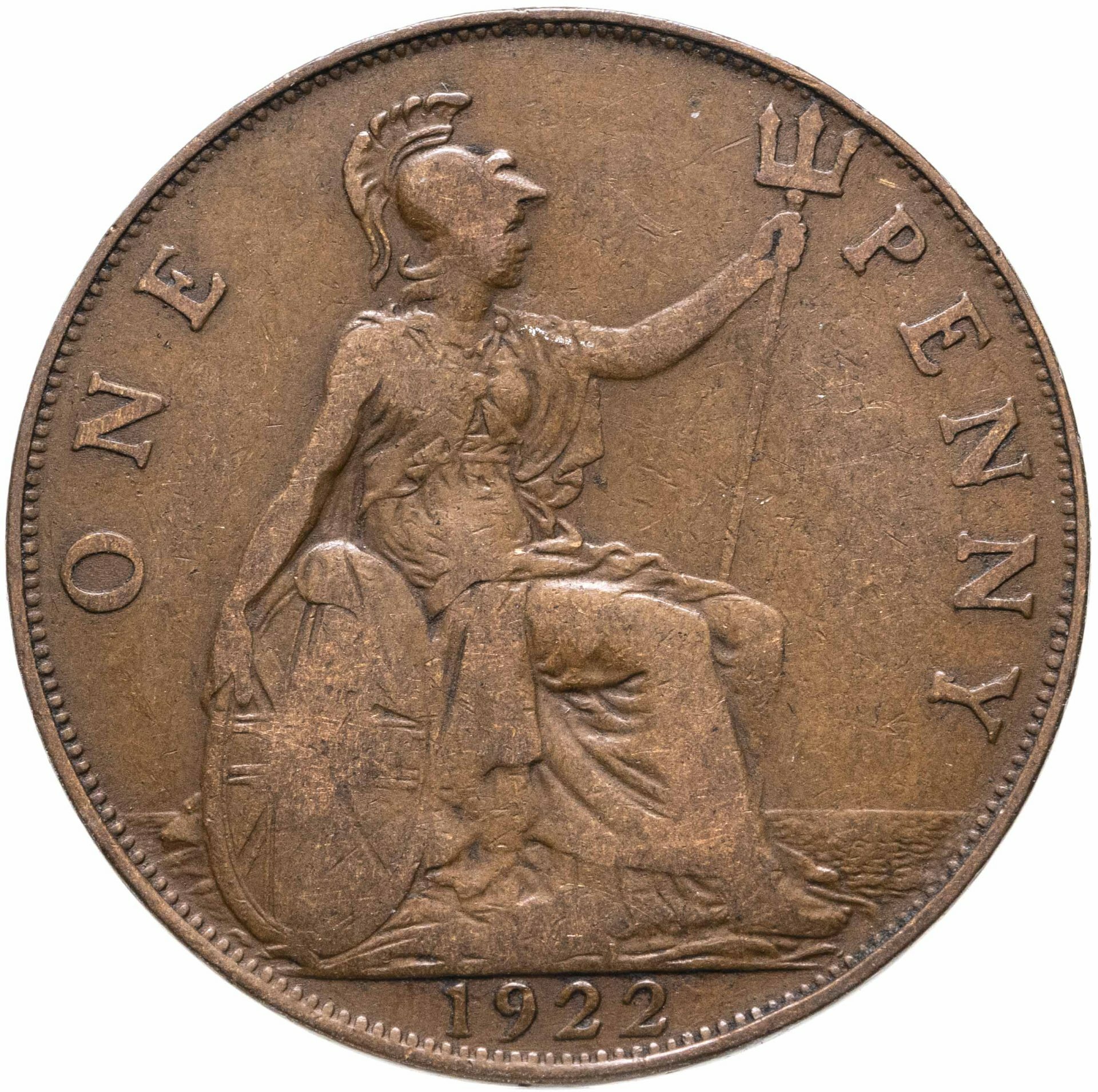 Великобритания 1 пенни penny 1922, Бронза, в сохранности VF