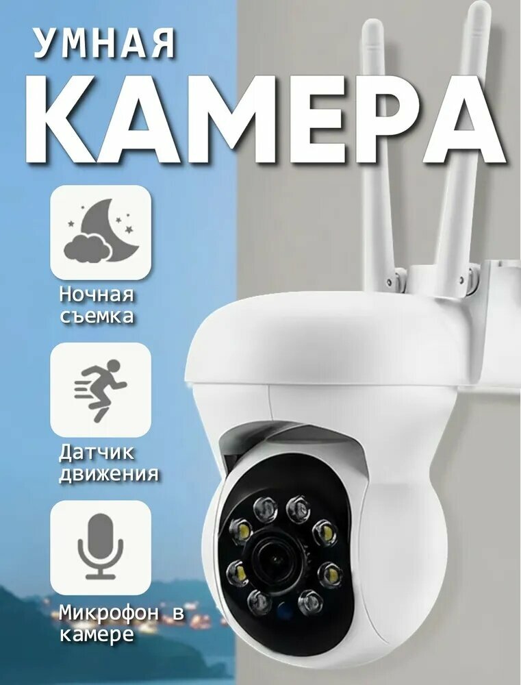 Умная Wi-Fi камера видеонаблюдения, для дома и улицы, датчик движения, ночная съемка, видео няня, поворотная