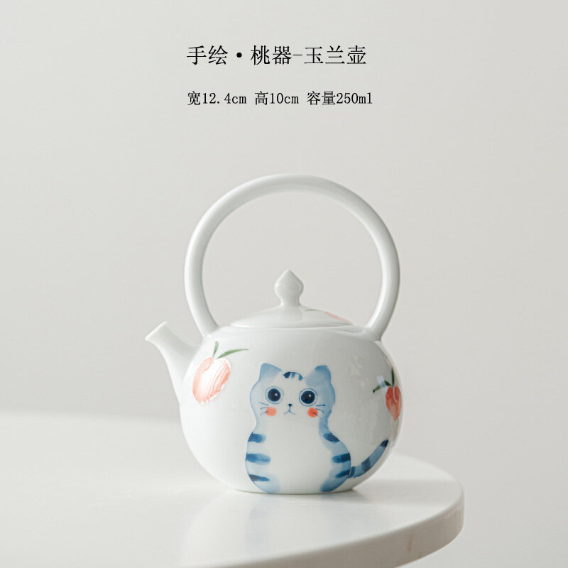 Ручная роспись кошачий чайник один горшок для приготовления чая маленький чайник керамический Милый Забавный маленький