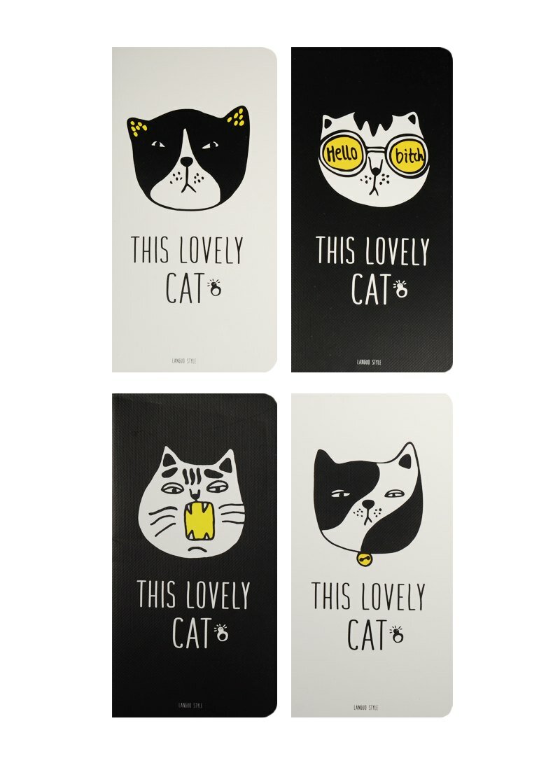 Записная книжка «This lovely cat» А6+, 24 листа в клетку, сшивка, Languo, в ассортименте