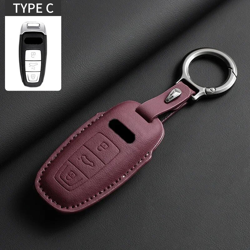 Кожаный Чехол Для Автомобильных Ключей Audi Q1 Q3 Q5 Q7 A1 A2 A3 8V A4 B8 B9 A5 A6 8S 8W A7 A8 4M S4 S5 S6 S7 S8 R8 TT RS