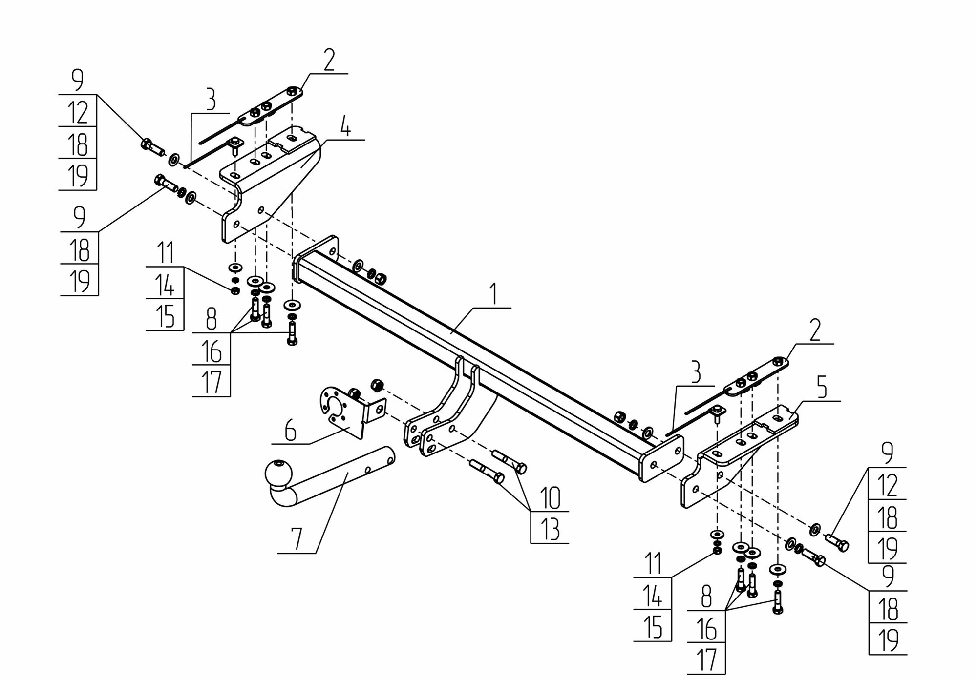 Фаркоп для Geely Emgrand 2023- Тип шара: A. Нагрузки: 750/75 кг, GL 06