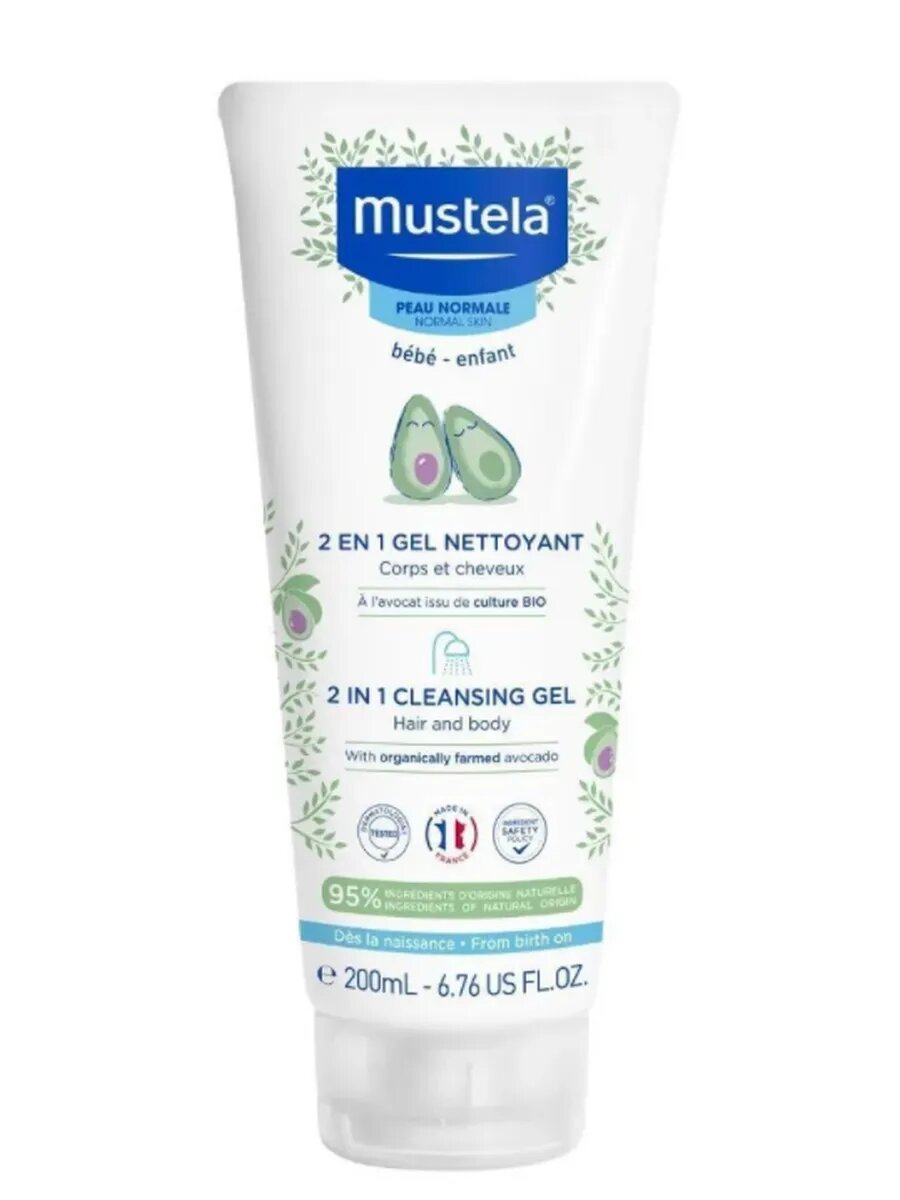 Mustela Гель для купания 2 в 1, шампунь, 200 мл, 1шт.