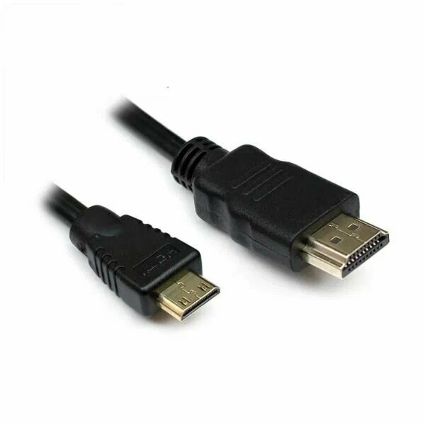 Кабель HDMI-mini HDMI, длина 2 м, цвет черный, круглое сечение кабеля 24 AWG — фото 1