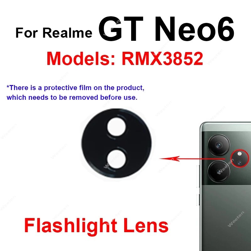 Стеклянная линза фонарика для Realme GT 6 GT 6T GT Neo 6 SE Neo 6, стеклянная линза для камеры, клейкая наклейка для объектива задней камеры, ремонт