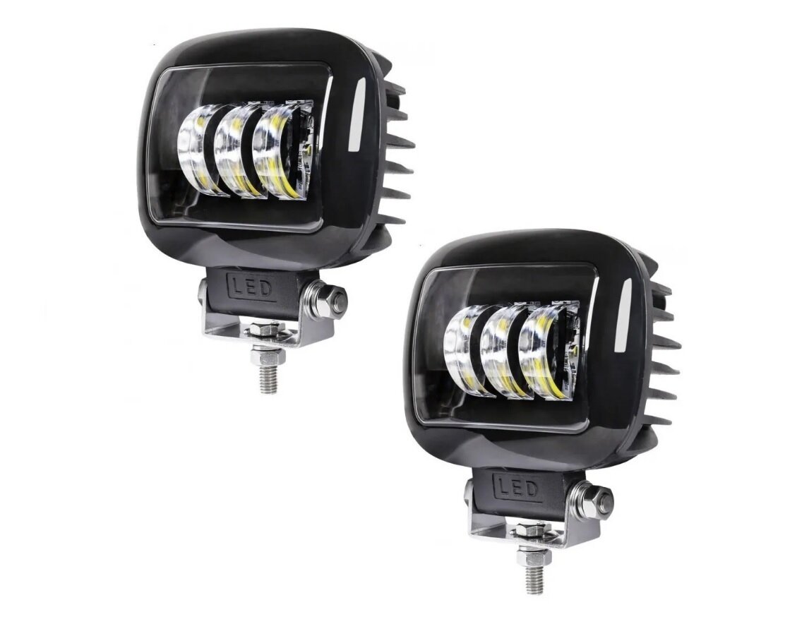 Автомобильная светодиодная LED фара квадратная, противотуманная фара, дневные ходовые огни, дополнительная фара 30 Вт, 2 шт белый свет 12-24V