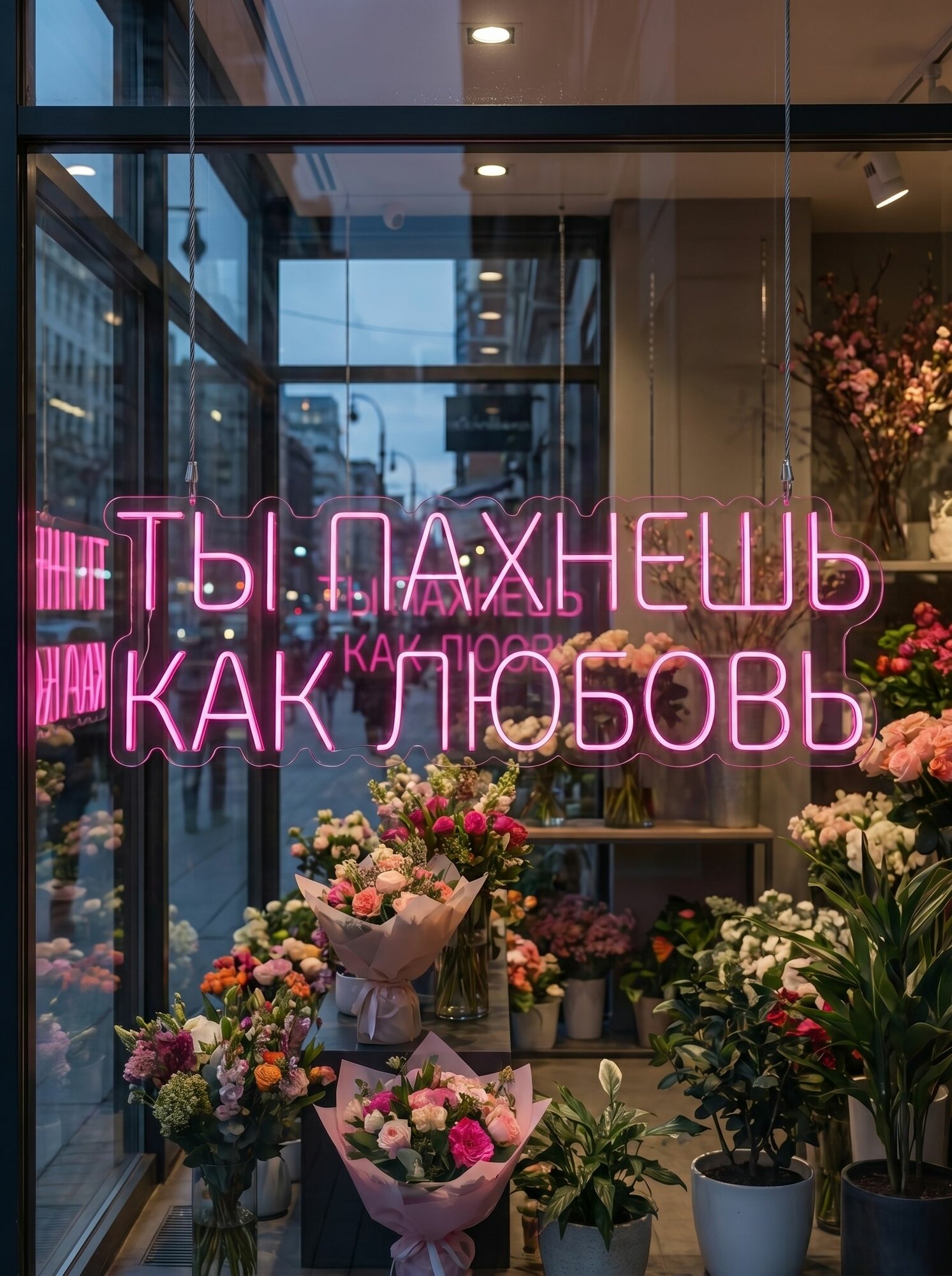 Неоновая вывеска "ТЫ пахнешь КАК любовь" 90х32см, неоновая надпись, LED светильник