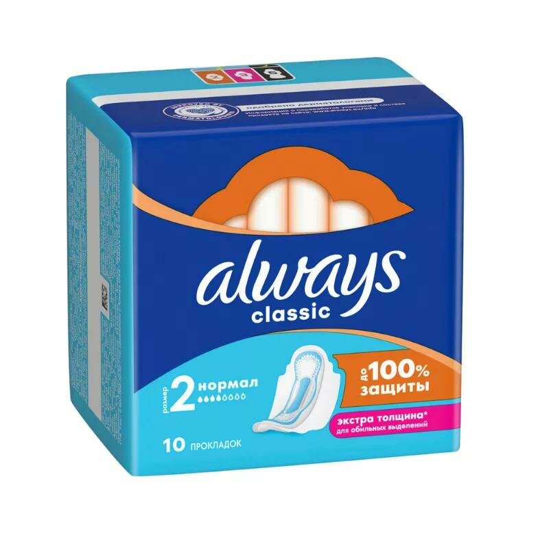 Женские гигиенические прокладки Normal Single 10 шт. Always Classic