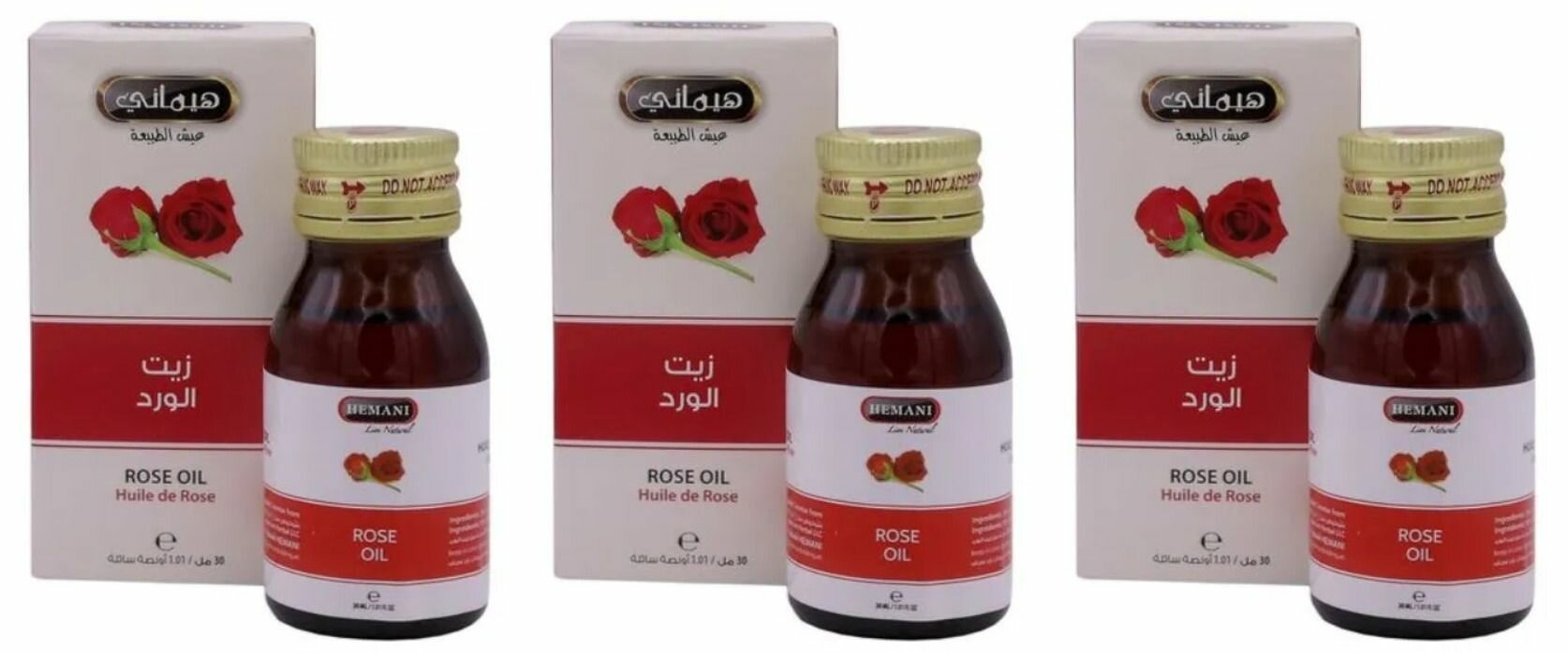 Hemani Масло розы косметическое Rose oil, 30 мл, 3 шт