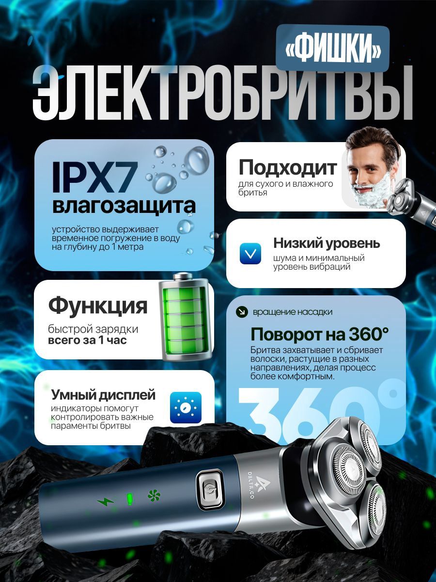 Электробритва 电动剃须刀121, синий — фото 1