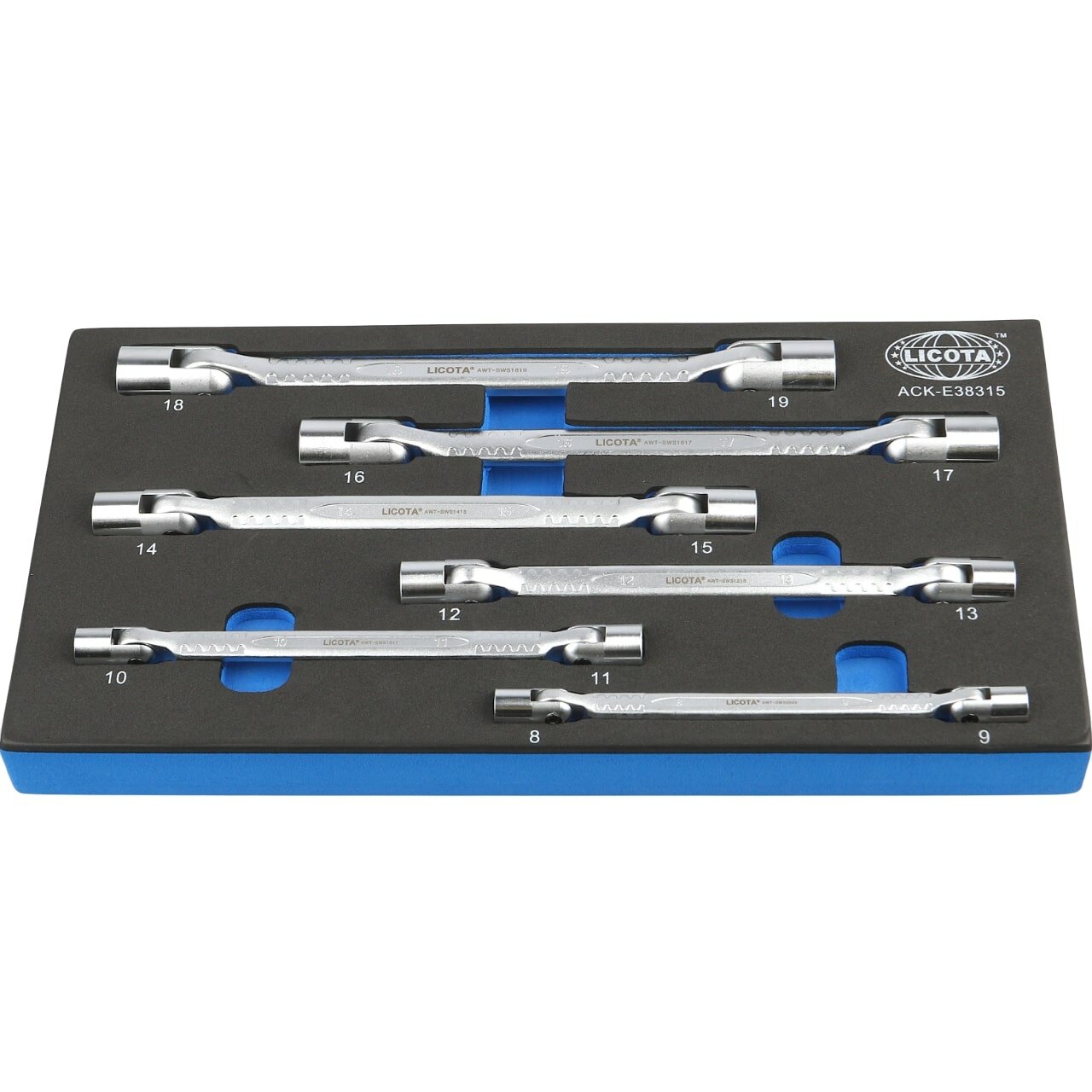 Licota ACK-E38315 Набор ключей торцевых карданных 8 - 19 мм, 6 пр, ложемент EVA