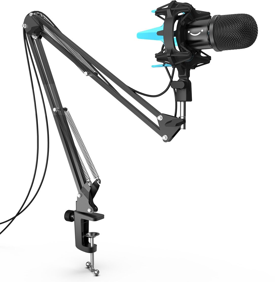 Динамический USB микрофон Fifine K651 с RGB подсветкой (в комплекте с шок-маунтом и микрофонной стойкой) черный