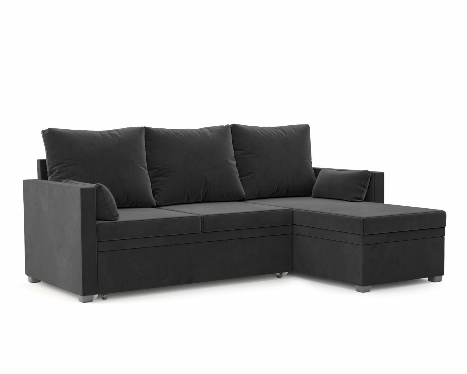 Диван угловой Mebel-ars Париж Велюр чёрный НВ-178 17 Размеры: Высота 750мм Глубина 1580мм Ширина 2200мм