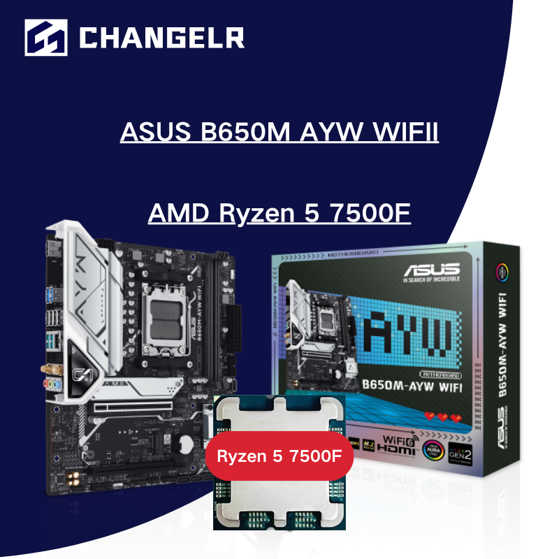 ASUS B650M-AYW WIFI Материнские платы + AMD Ryzen 5 7500F CPU AM5 Kit Компонентный компьютер