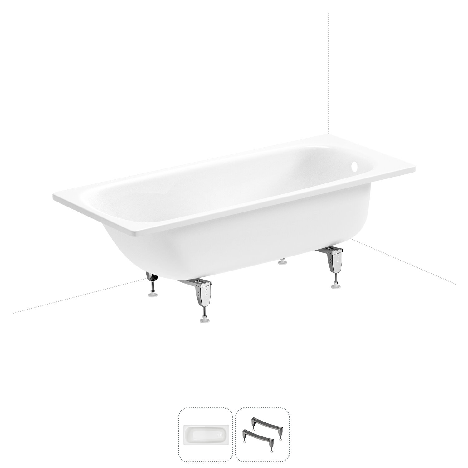 Стальная ванна Sanitana BLB Universal S398025AH000000N (B60HAH001N): металлическая ванна 160х70 см, с шумоизоляцией и ножками, толщина стали 3,5 мм