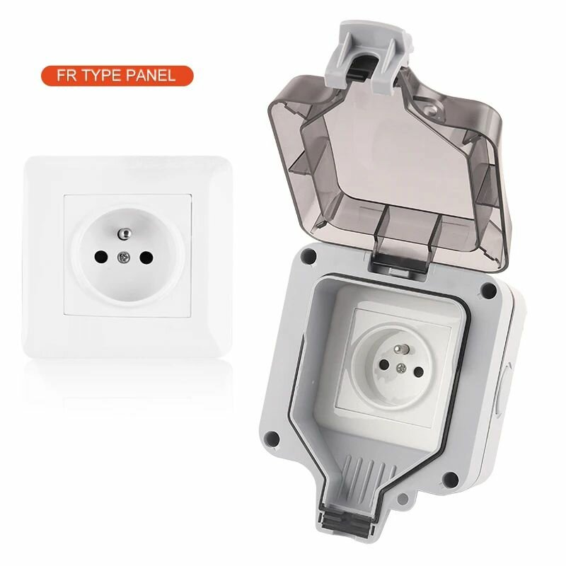 IP66 FR французский стандарт водонепроницаемый наружная настенная розетка подходит большая вилка розетка выключатель питания розетка для дома садовая розетка
