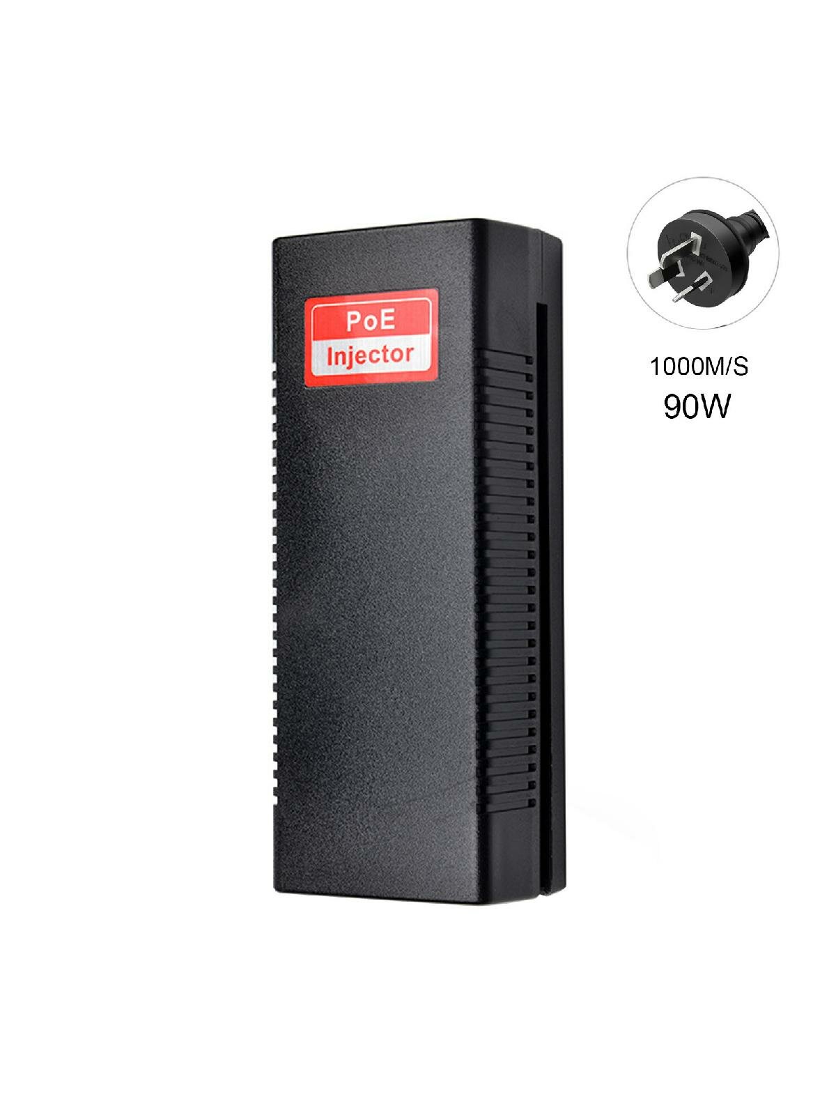 Gigabit PoE 90W PoE Injector Power Supply IEEE802.3bt/at/af 10/100/1000Mbps 48V-55V PoE Adapter 100-240V for Security