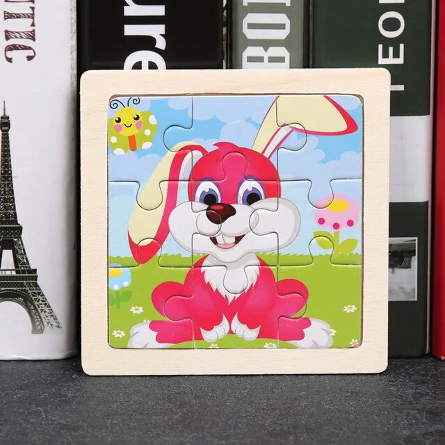 11x11 см детские игрушки Монтессори, деревянные головоломки, мультяшные животные, фрукты, автомобиль, 3d игра-головоломка, развивающие игрушки-головоломки для детей