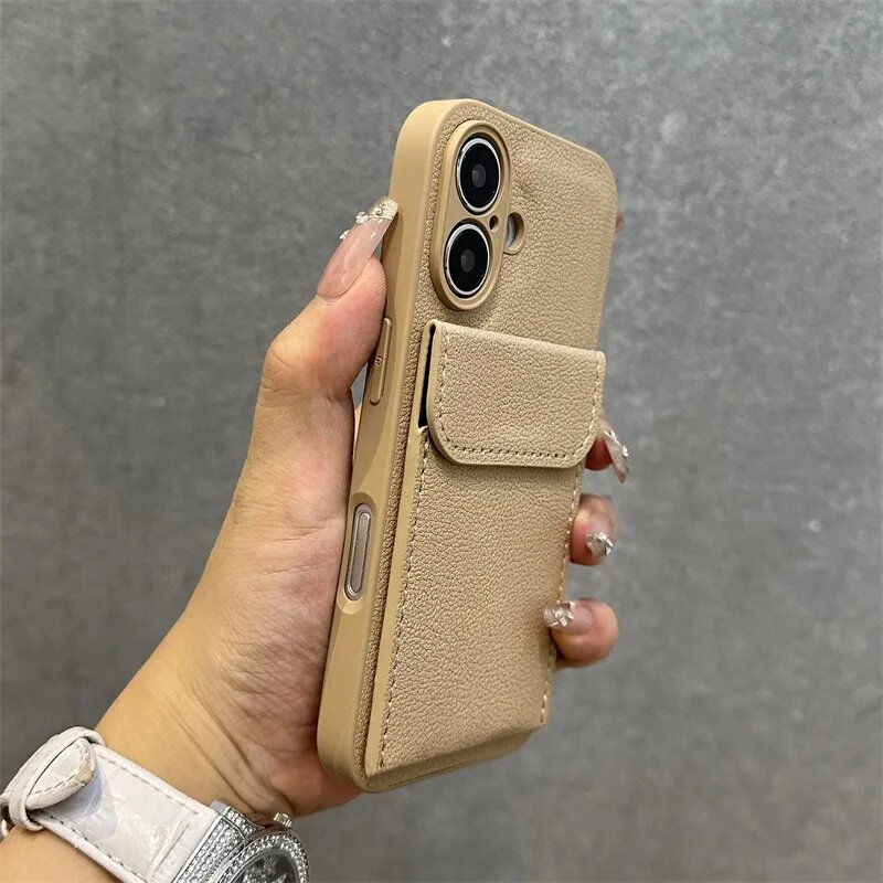 Кожаный чехол для iPhone 16 ProMax с отделением для визитных карточек, кошелек, ремешок на запястье, чехол для iPhone 13 12 11 14 15 Pro Max Plus 16e