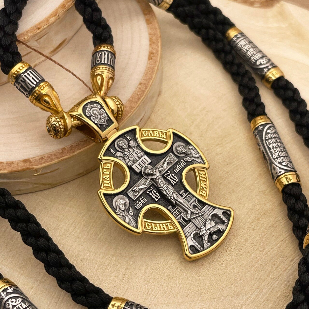 Комплект украшений, серебро, 925 проба, оксидирование, золочение, чернение